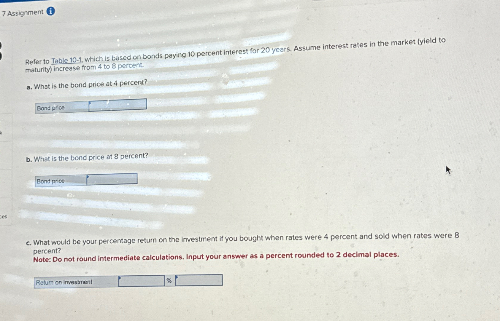 Solved 7 ﻿Assignment (i)Refer to Table 10-1, ﻿which is based | Chegg.com