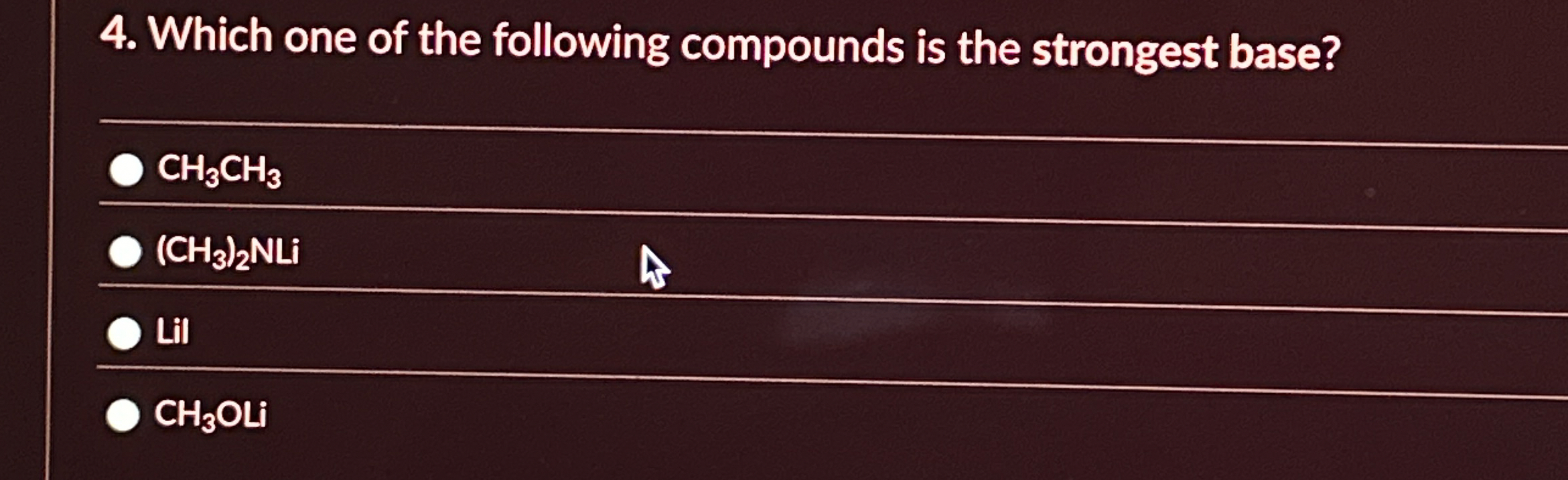 Solved Which one of the following compounds is the strongest | Chegg.com