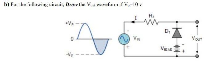 Solved b) For the following circuit, Draw the Vout waveform | Chegg.com