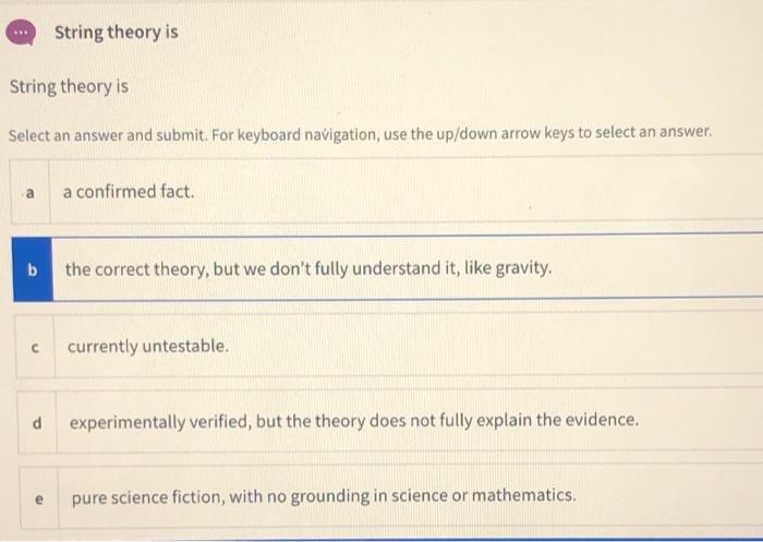 Solved String theory is String theory is Select an answer | Chegg.com