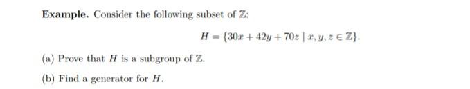 Solved Example. Consider the following subset of Z : | Chegg.com