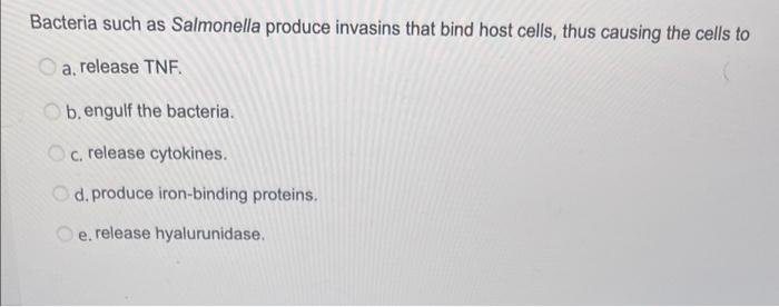 Solved Bacteria such as Salmonella produce invasins that | Chegg.com