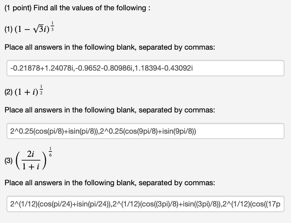 Solved ANSWER 3! ﻿Find all the values of the following | Chegg.com