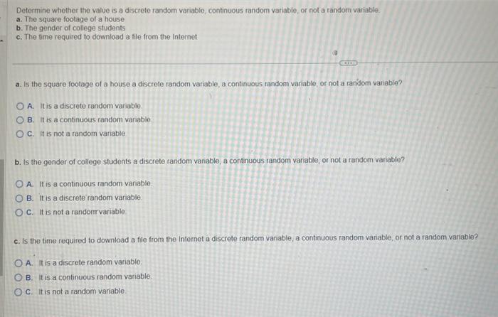 Solved Determine whether the value is a discrete random | Chegg.com