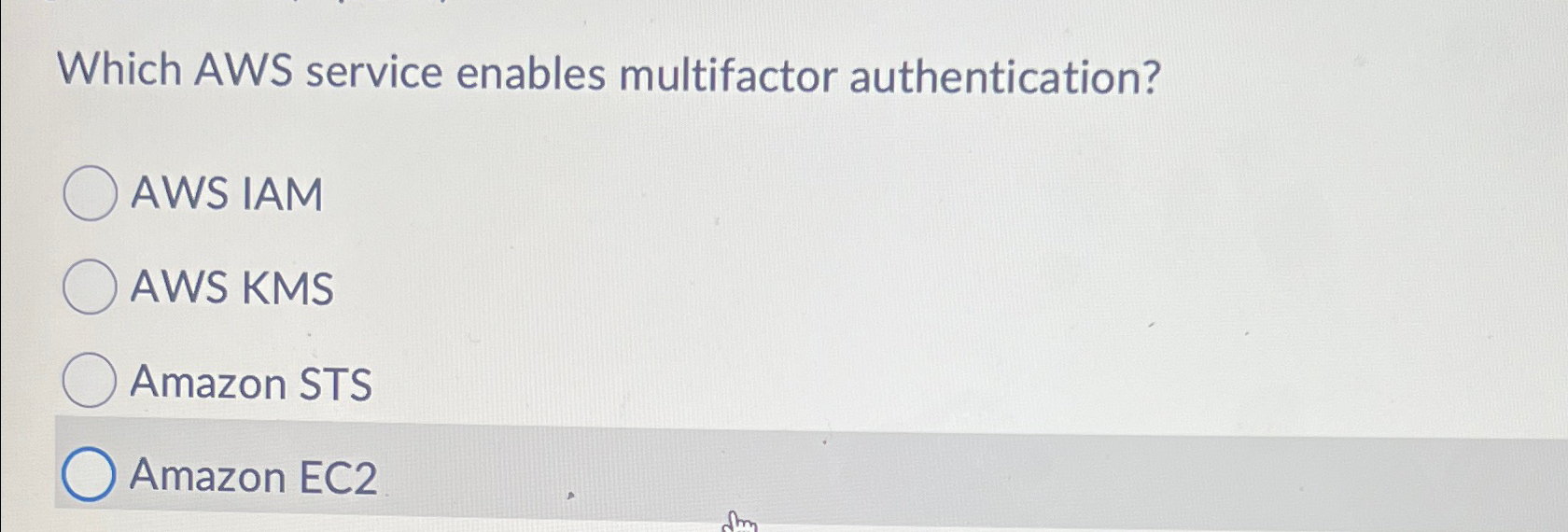 Solved Which AWS service enables multifactor | Chegg.com