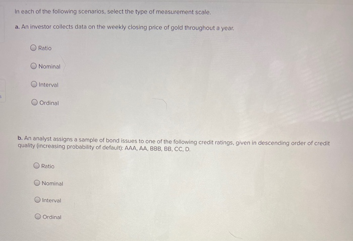 Solved In each of the following scenarios, select the type | Chegg.com