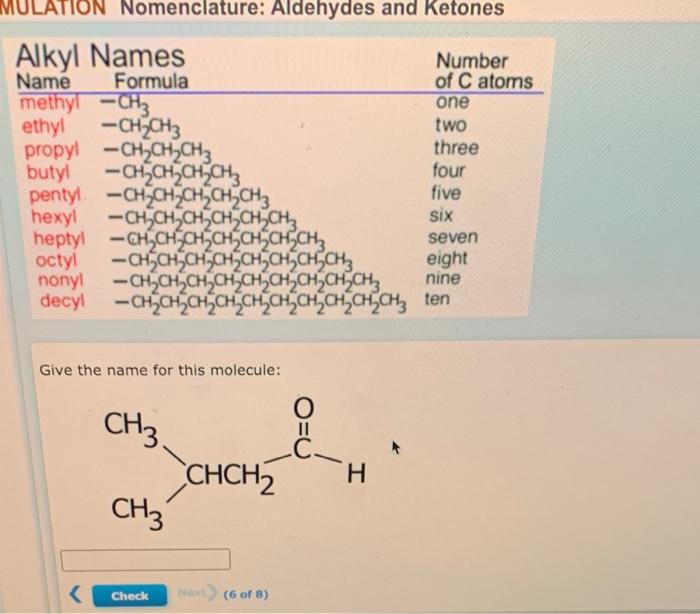 Solved MULATION Nomenclature: Aldehydes and Ketones Give the | Chegg.com
