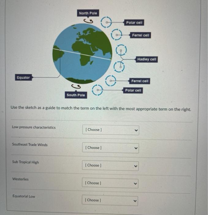 Solved North Pole G Polar cell Ferrel cell Hadley cell | Chegg.com