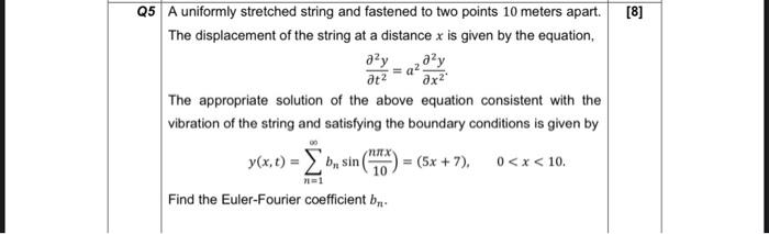 Solved [8] Q5 A uniformly stretched string and fastened to | Chegg.com