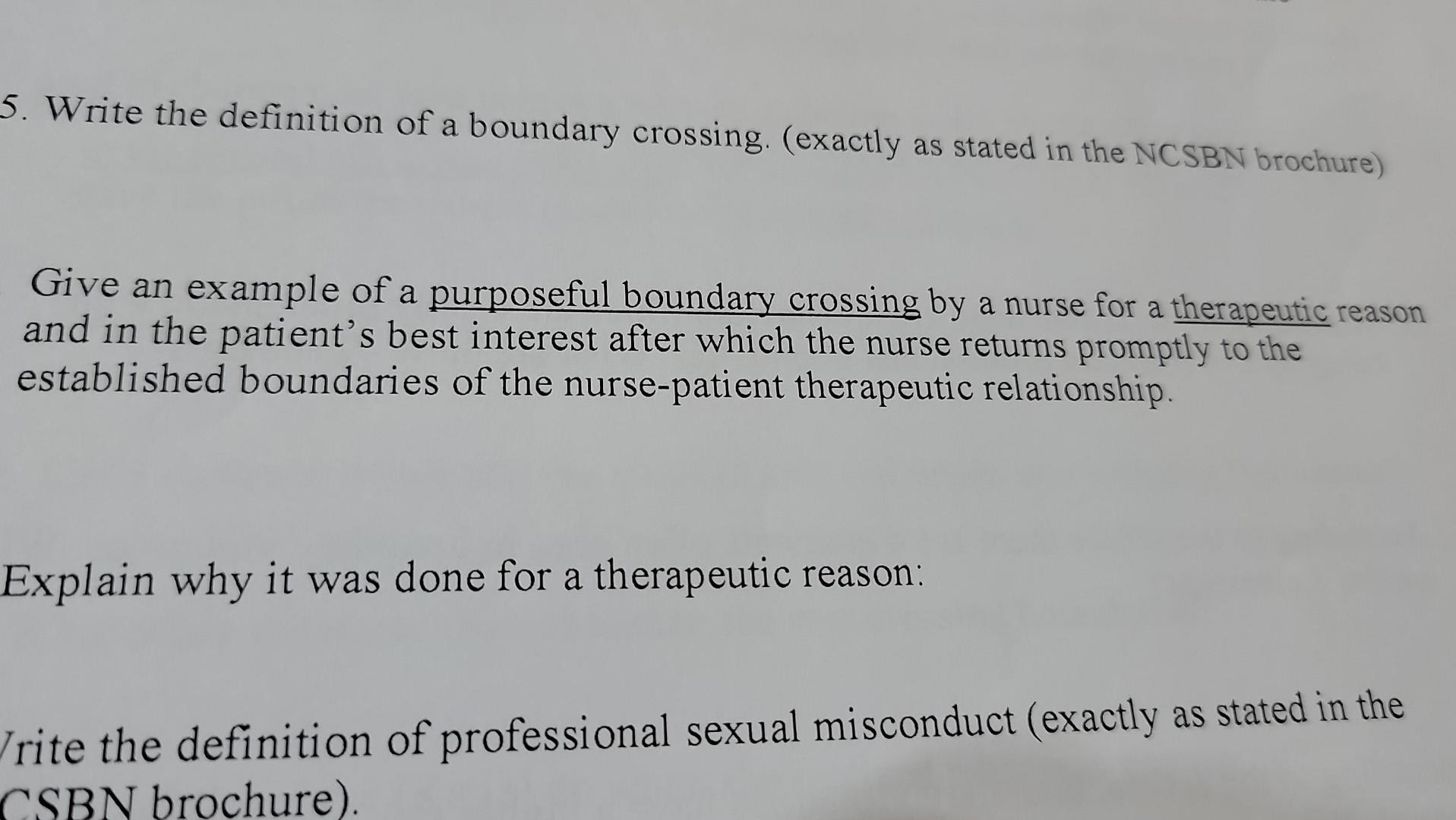 Solved 5. Write the definition of a boundary crossing. | Chegg.com