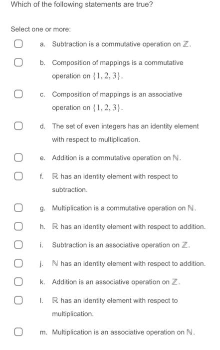 Solved Which Of The Following Statements Are True Select