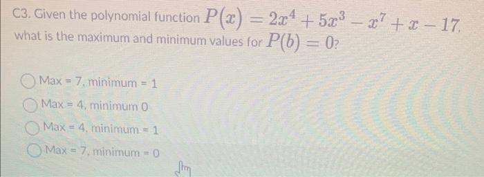 Solved C3. Given the polynomial function | Chegg.com