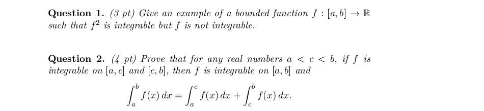 Solved Question 1. (3 pt) Give an example of a bounded | Chegg.com