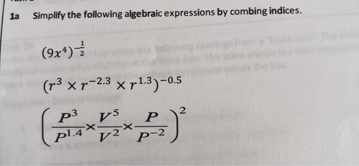 Solved 1a Simplify the following algebraic expressions by | Chegg.com