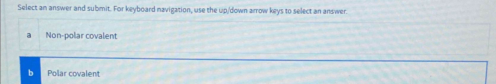 Solved Select an answer and submit. For keyboard navigation, | Chegg.com