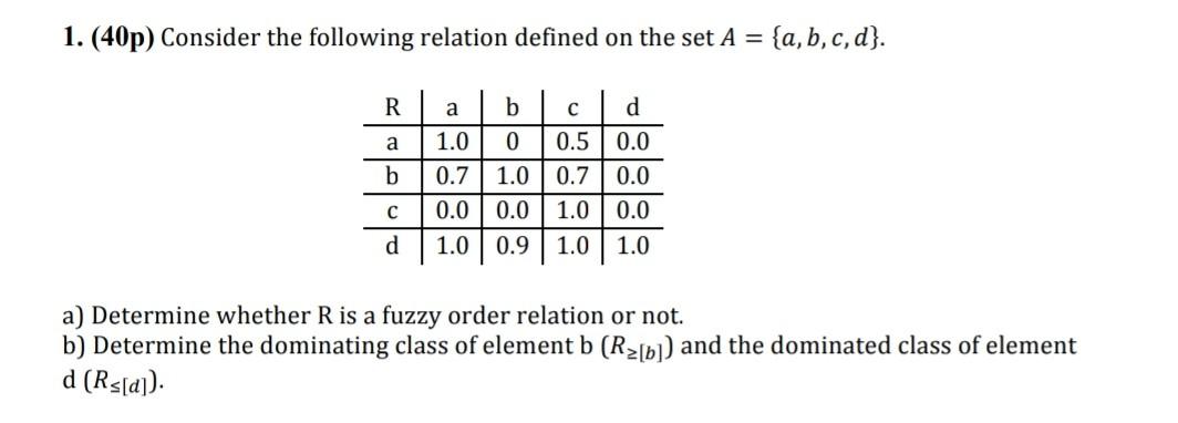 Solved 1. (40p) Consider the following relation defined on | Chegg.com