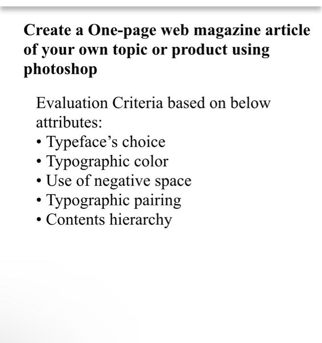 Solved Create a One-page web magazine article of your own | Chegg.com