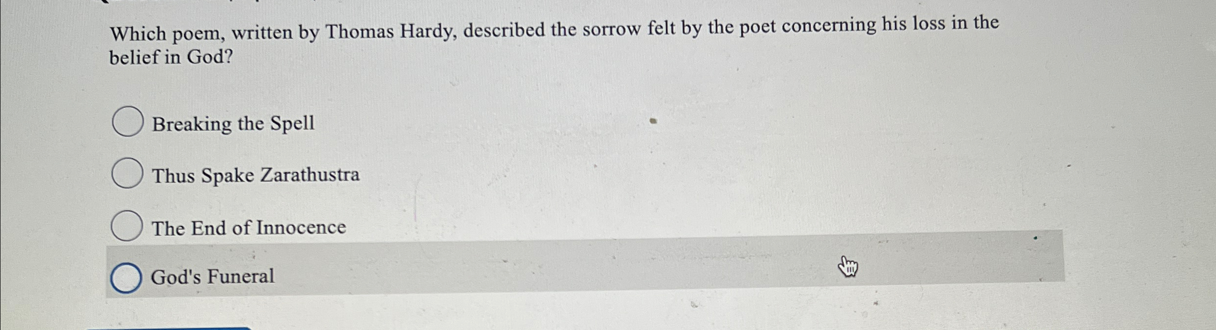 Solved Which poem, written by Thomas Hardy, described the | Chegg.com