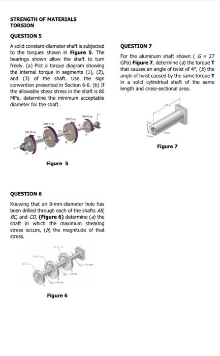 Solved STRENGTH OF MATERIALS TORSION QUESTIONS A solid | Chegg.com