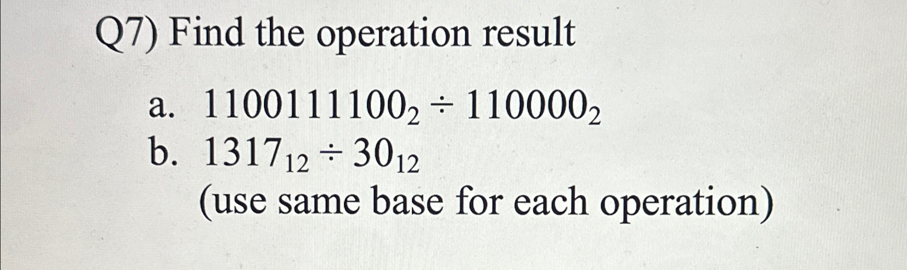 Solved Q7) ﻿Find the operation | Chegg.com