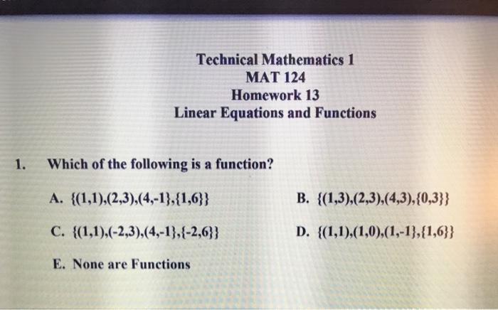 Solved Technical Mathematics 1 MAT 124 Homework 13 Linear | Chegg.com
