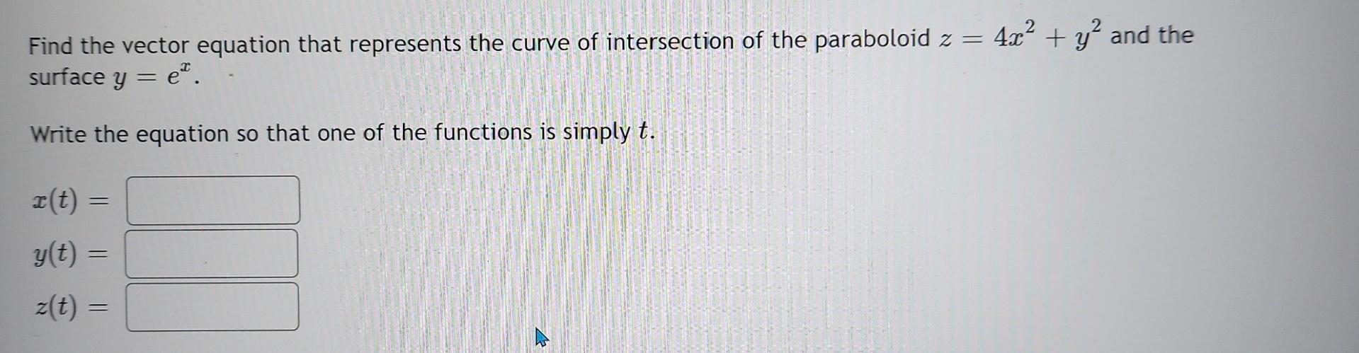 Solved = Find the vector equation that represents the curve | Chegg.com