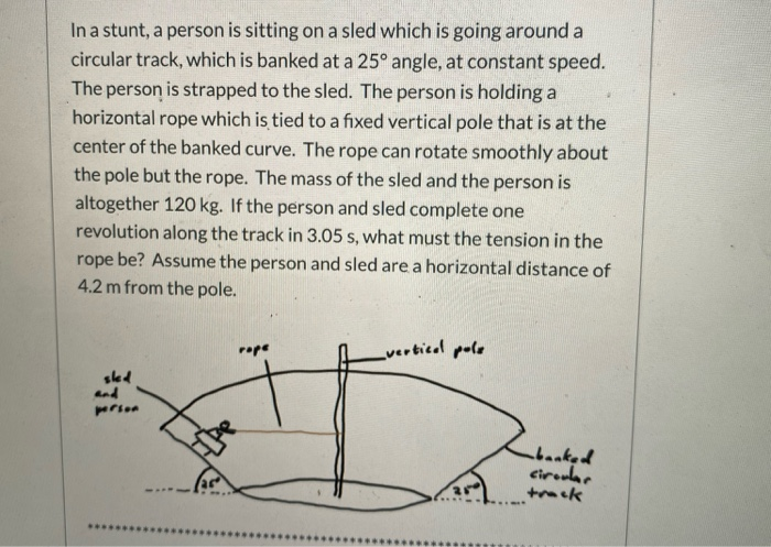 Solved In a stunt, a person is sitting on a sled which is | Chegg.com