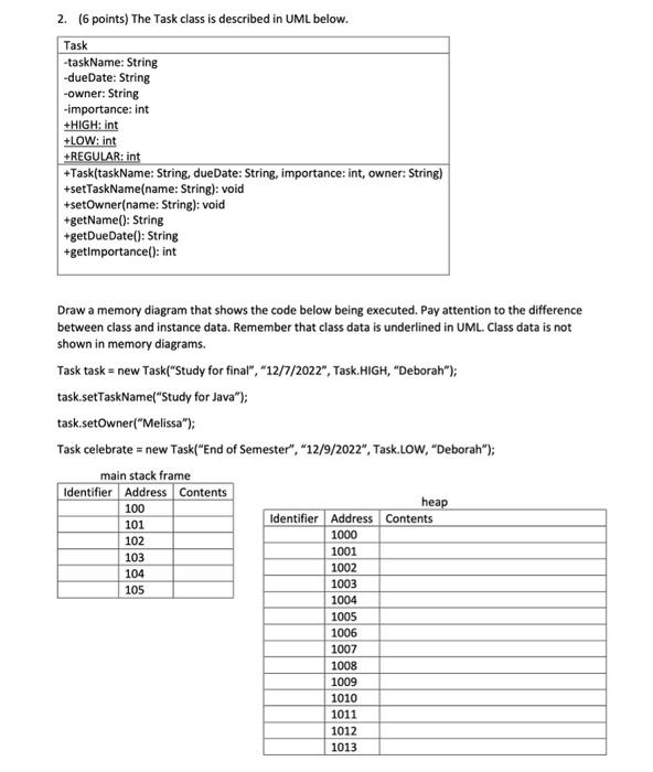 Solved 1. (9 points) Create a UML diagram for part of the | Chegg.com