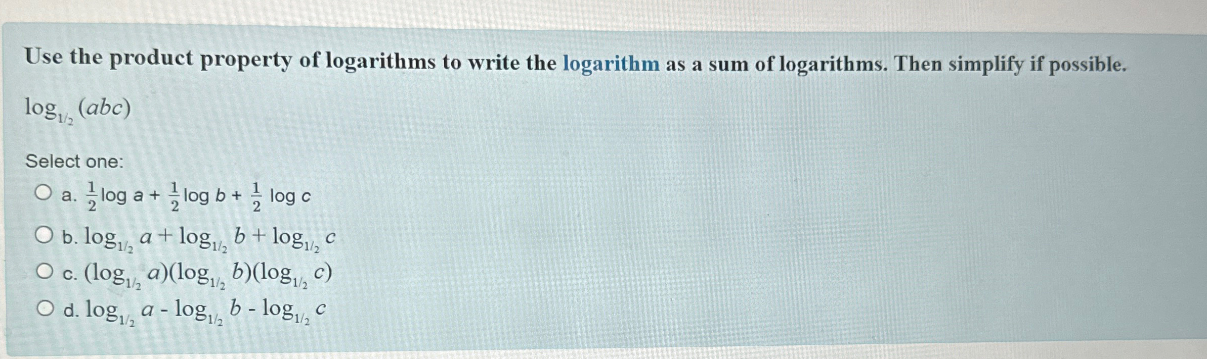 Solved Use the product property of logarithms to write the | Chegg.com