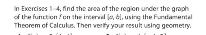 Solved In Exercises 1-4, find the area of the region under | Chegg.com