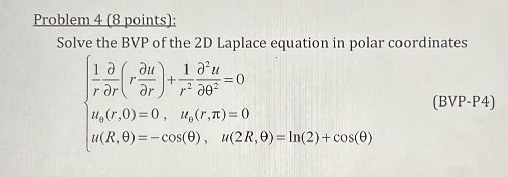 Solved Solve the BVP of the 2D Laplace equation in polar | Chegg.com