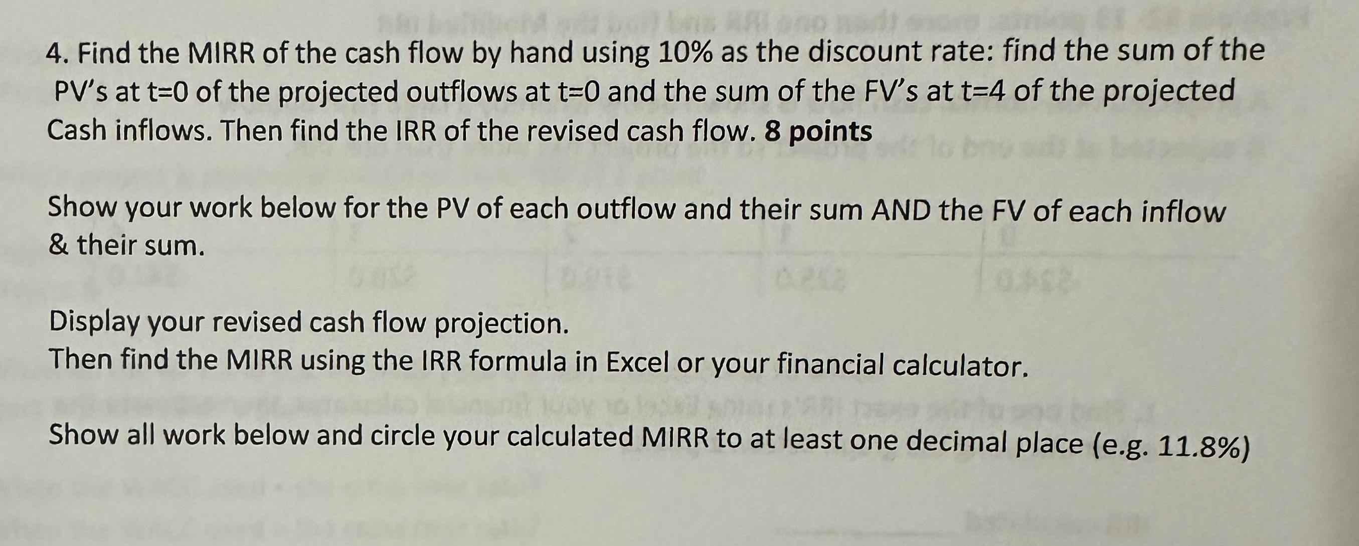 Solved Find the MIRR of the cash flow by hand using 10% ﻿as | Chegg.com