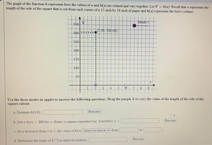 Solved The graph of the function h represents how the values | Chegg.com