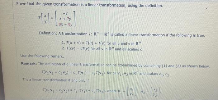 Solved Prove that the given transformation is a linear | Chegg.com