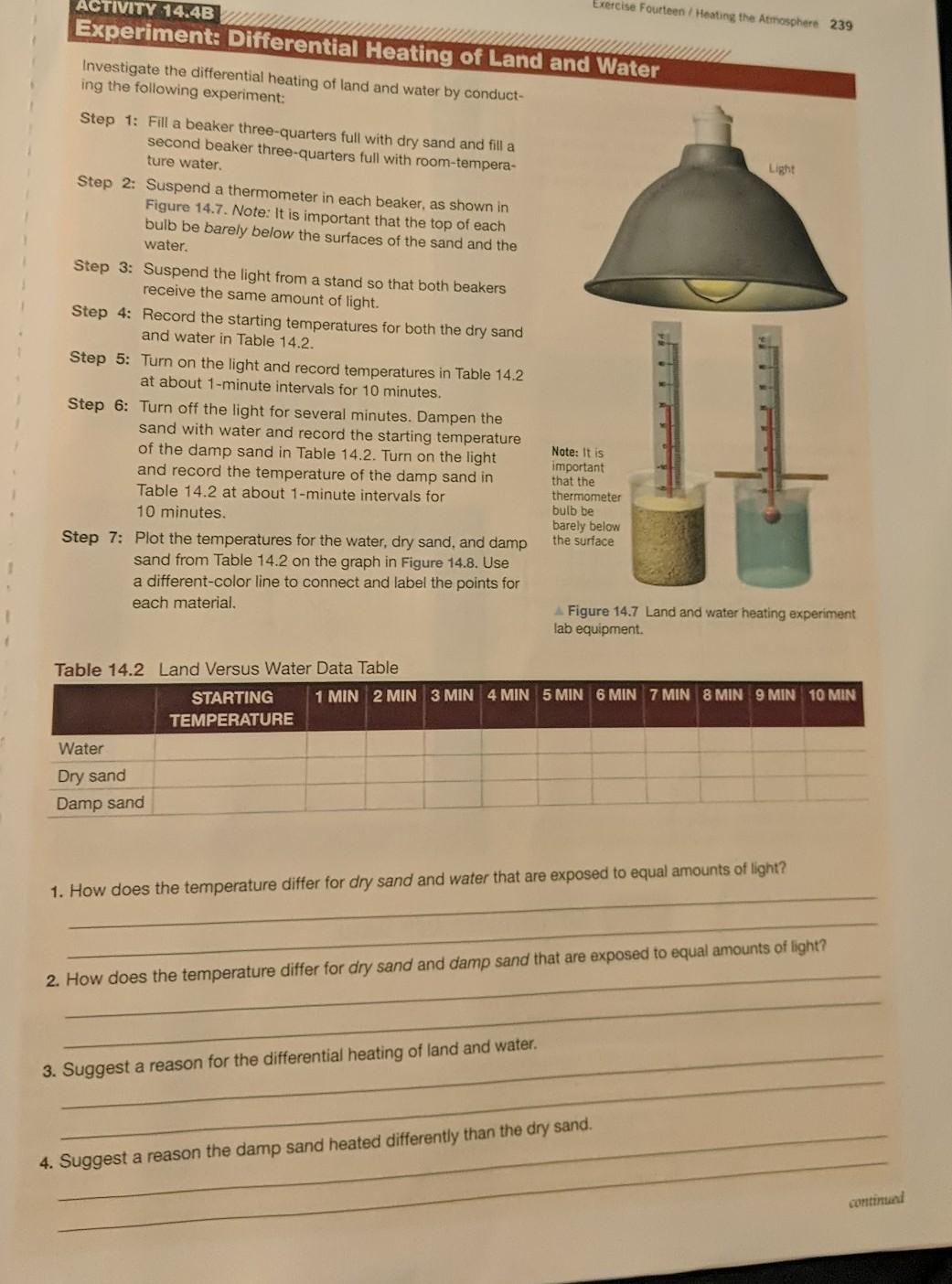 Exercise Fourteen / Heating the Atmosphere 239 | Chegg.com