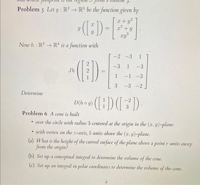 Solved Problem s Let g:R2→R3 be the function given by | Chegg.com