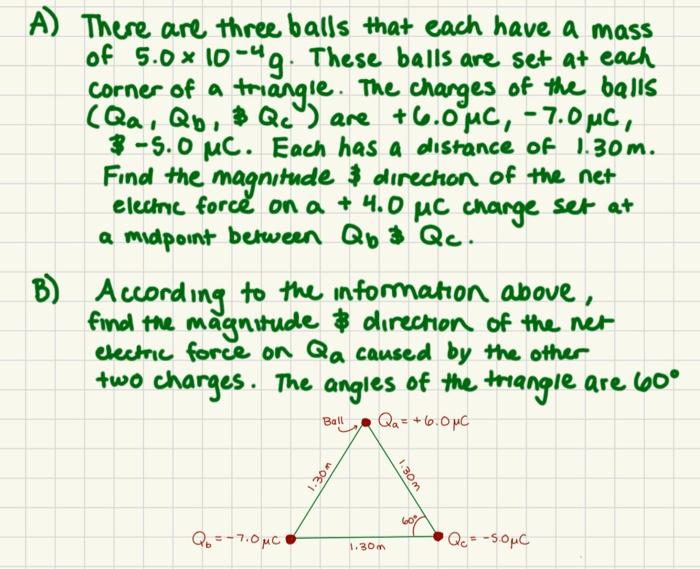 Solved A) There are three balls that each have a mass of | Chegg.com