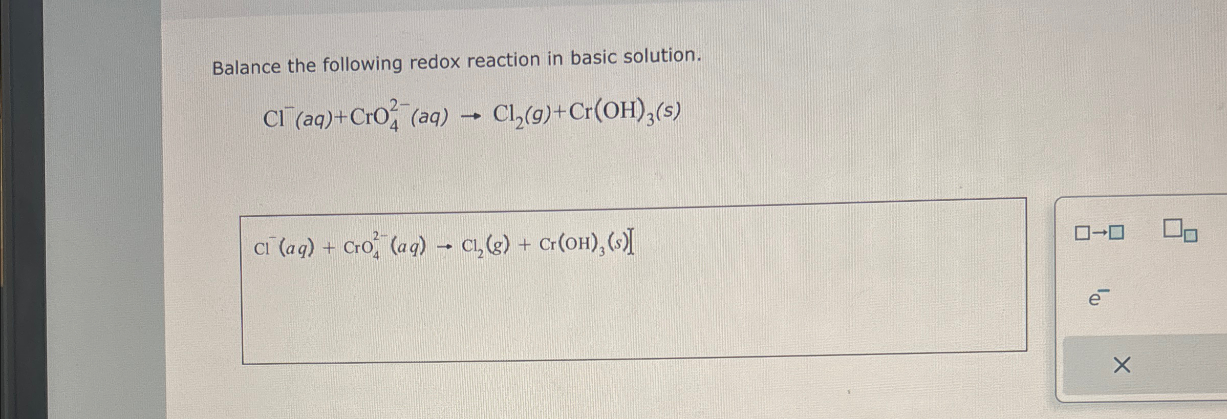 Solved Balance the following redox reaction in basic | Chegg.com