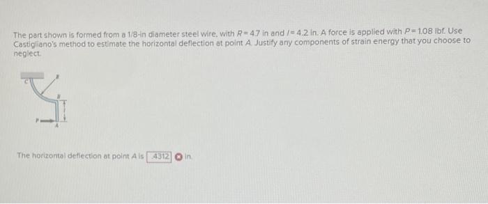 Solved The part shown is formed from a 1/8-in diameter steel | Chegg.com