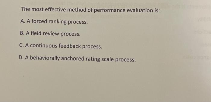 Solved The most effective method of performance evaluation | Chegg.com