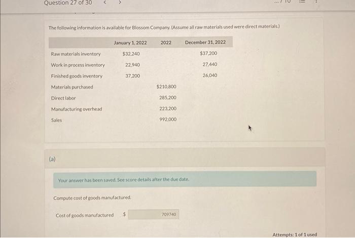 Solved Prepare an income statement through gross | Chegg.com