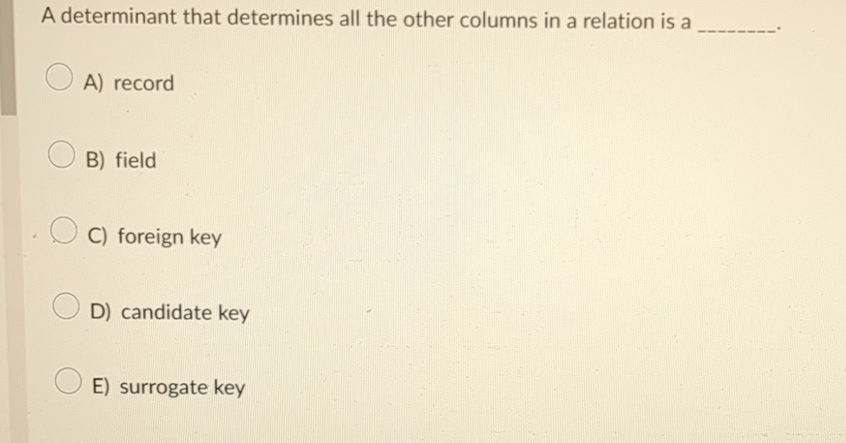 Solved A determinant that determines all the other columns | Chegg.com