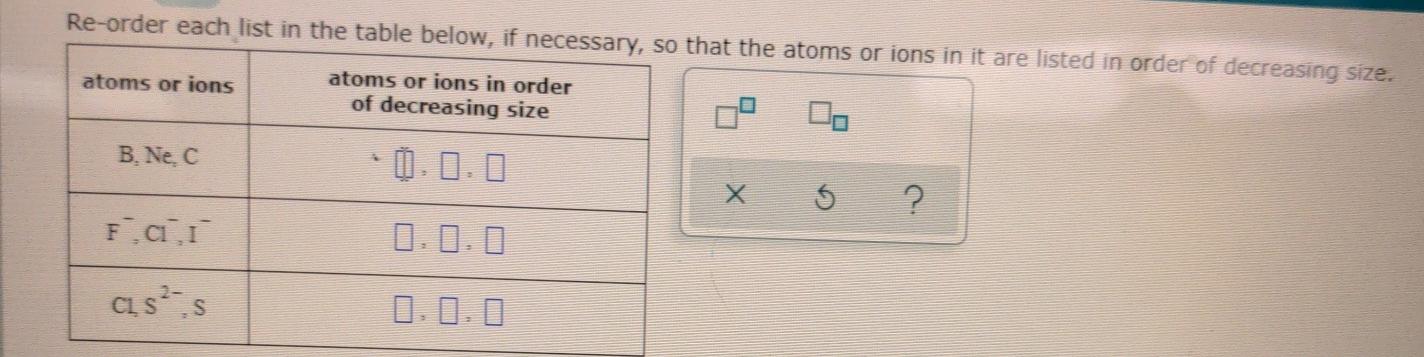 Solved Re-order each list in the table below, if necessary, | Chegg.com