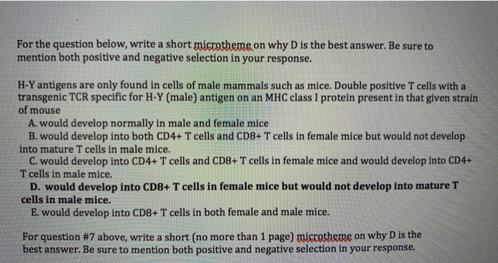 Solved For the question below, write a short microtheme on | Chegg.com