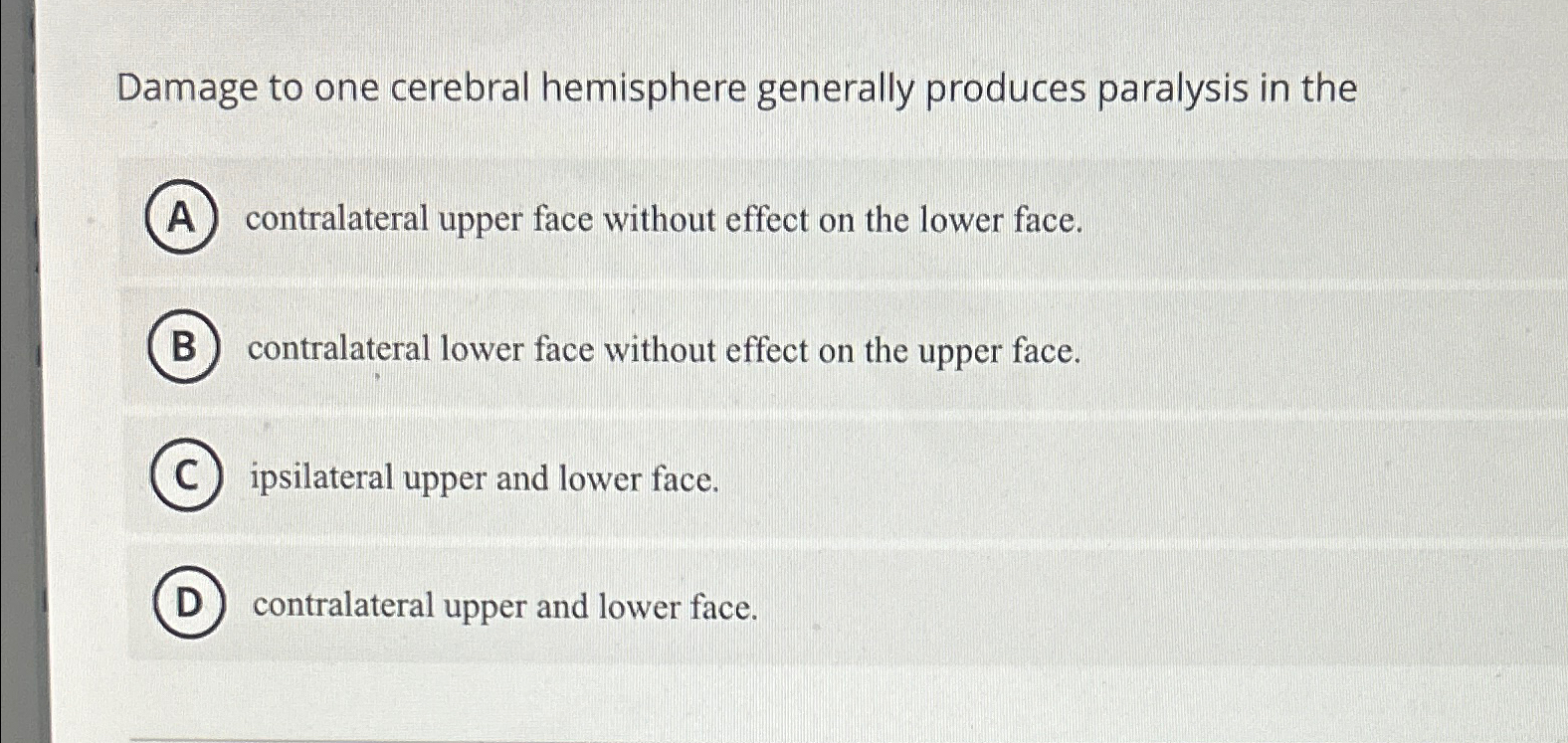 Solved Damage to one cerebral hemisphere generally produces | Chegg.com