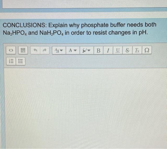 Solved CONCLUSIONS: Explain why phosphate buffer needs both | Chegg.com