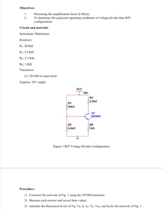 Solved Objectives: 1. Measuring the amplification factor β | Chegg.com