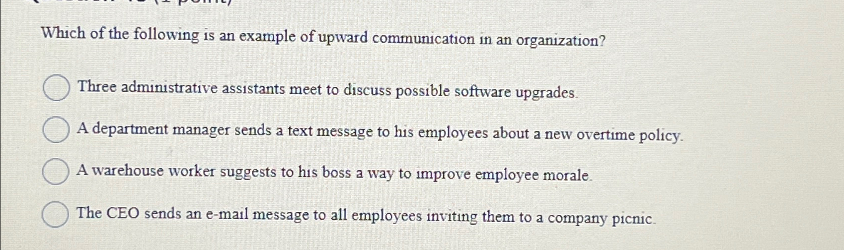 Solved Which of the following is an example of upward | Chegg.com