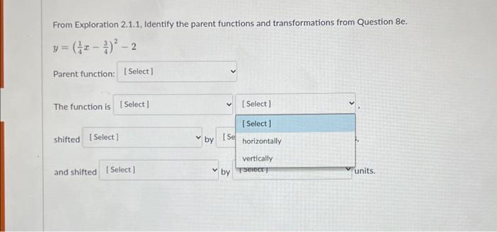 Solved From Exploration 2.1.1, Identify the parent functions | Chegg.com