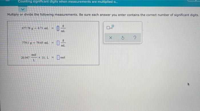 Solved Counting significant digits when measurements are | Chegg.com